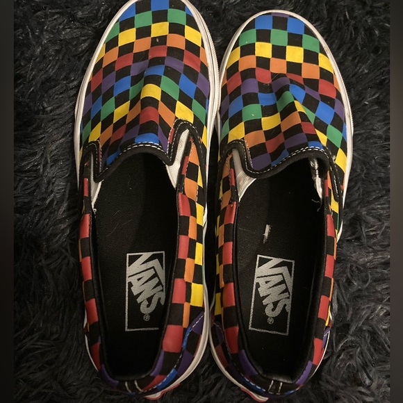 Vans | Shoes | Rainbow Checkerboard Vans | Poshmark